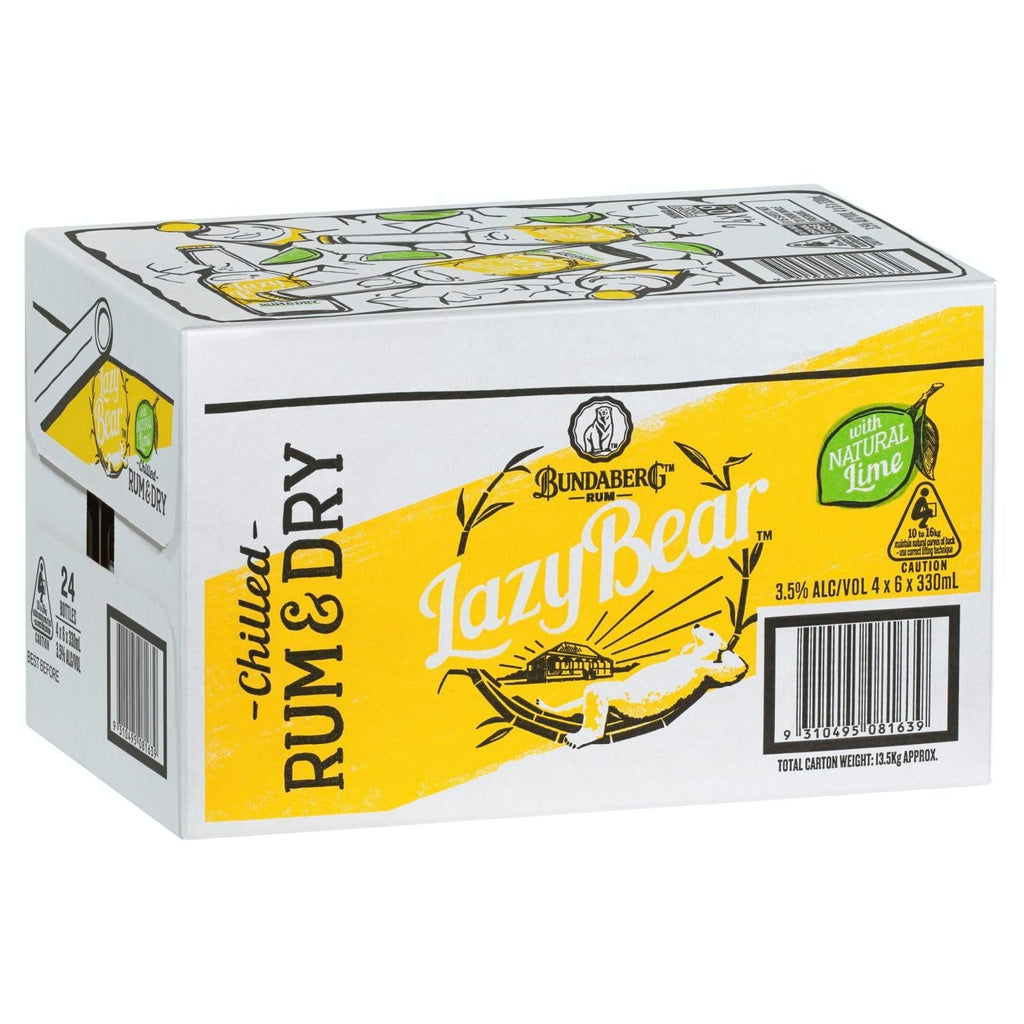 Bundaberg Lazy Bear Rum & Dry 330ml - 24 Pack – BoozeTime Australia